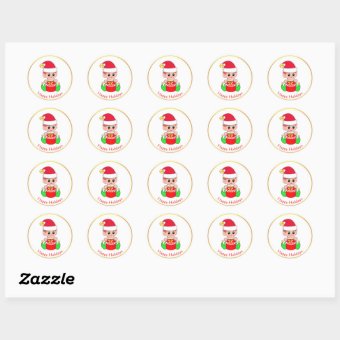 Cute Christmas Elf Classic Round Sticker | Zazzle