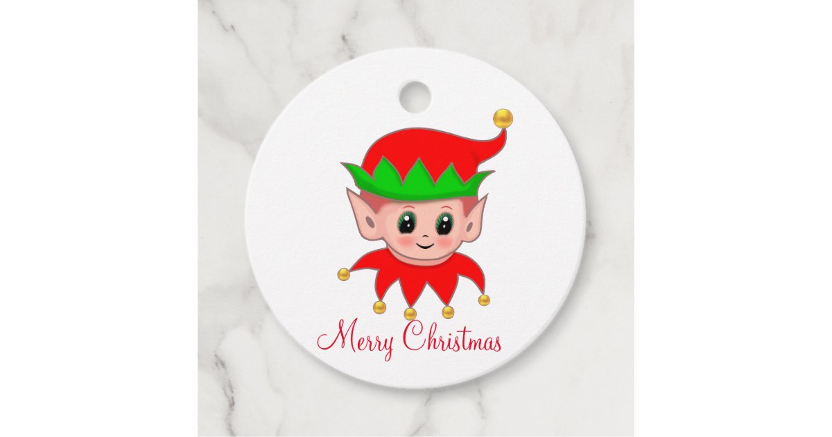 Cute Christmas Elf Favor Tags | Zazzle