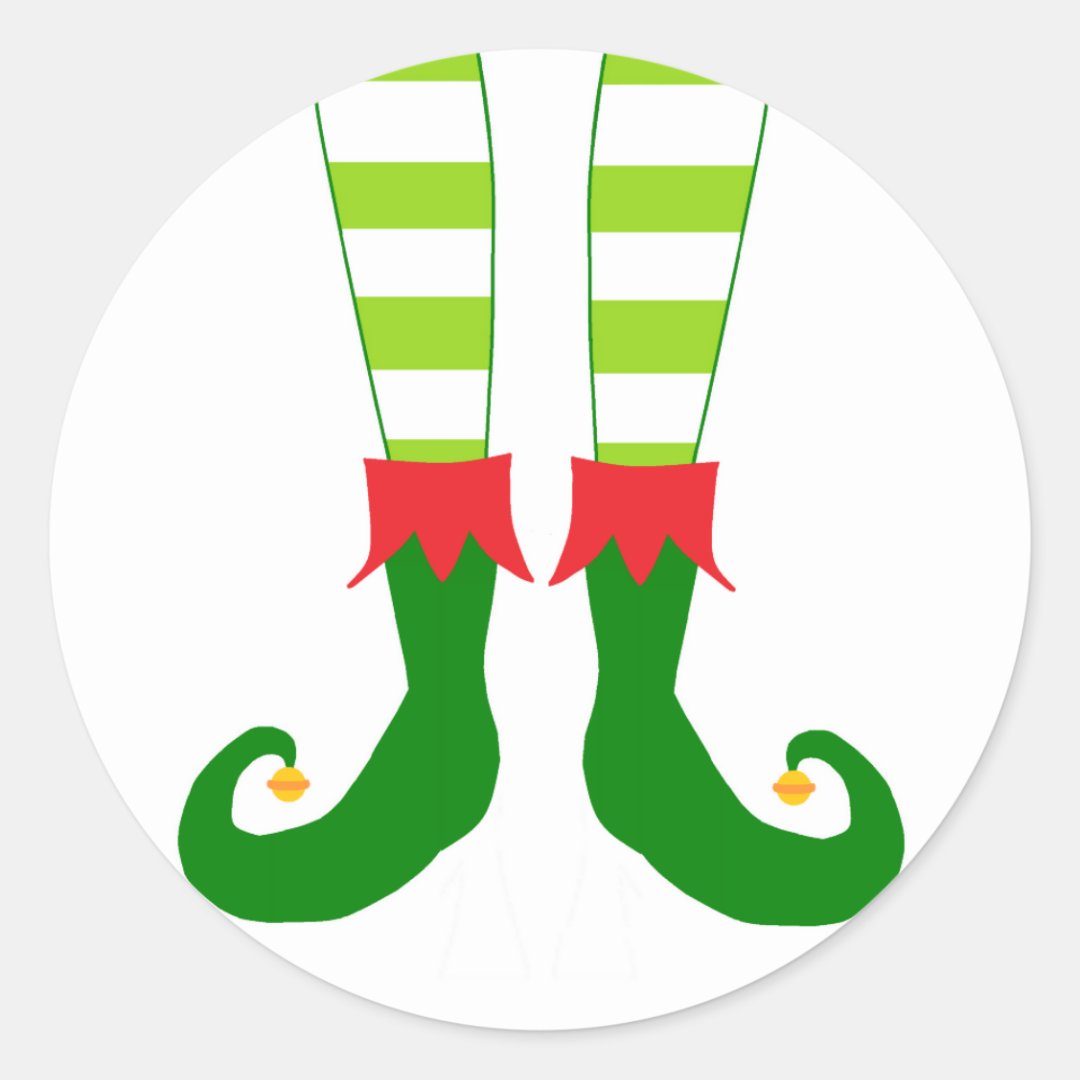 Cute Christmas Elf Feet Classic Round Sticker | Zazzle