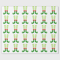 Cute Christmas Elf Feet Wrapping Paper | Zazzle