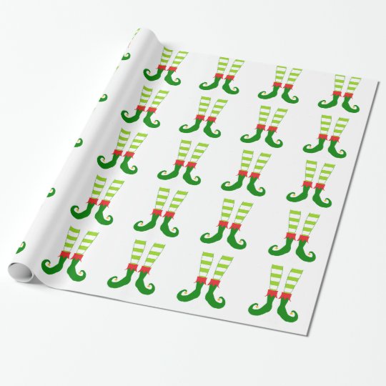 Cute Christmas Elf Feet Wrapping Paper | Zazzle.com