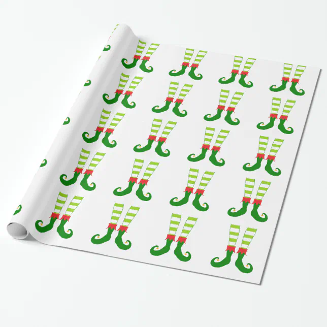 Cute Christmas Elf Feet Wrapping Paper | Zazzle