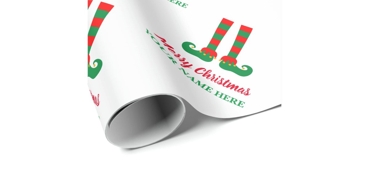 Cute Christmas elf Holiday gift wrapping paper | Zazzle