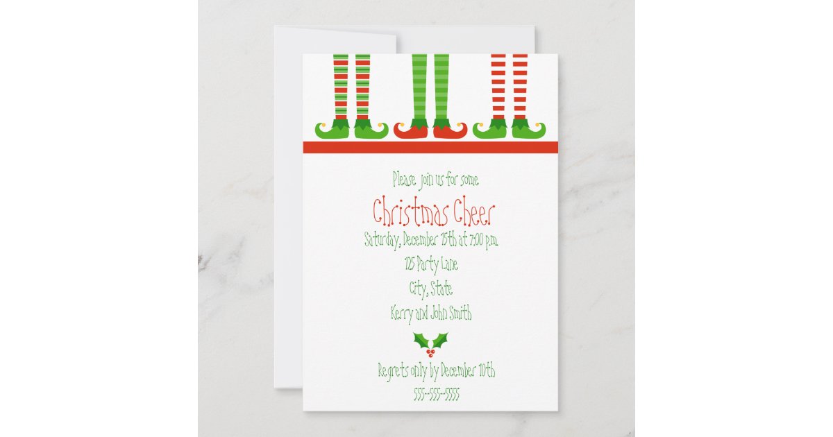 Cute Christmas Elf Invitation | Zazzle