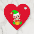 Cute Christmas Elf Thank You on Red Favor Tags | Zazzle