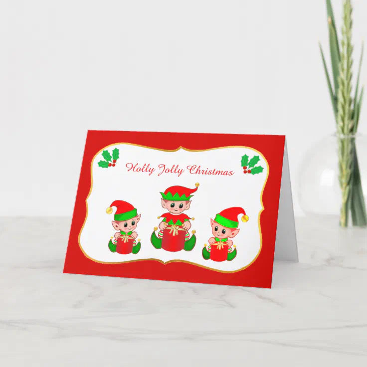 Cute Christmas Elves Card | Zazzle