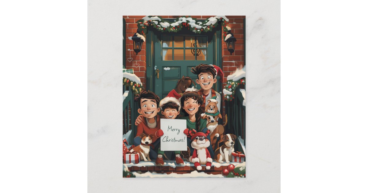 Cute Christmas Family Postcard | Zazzle