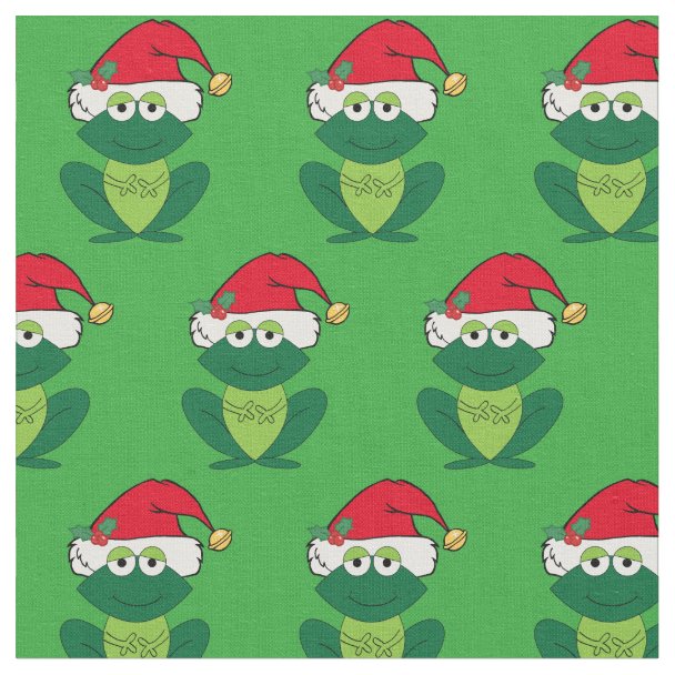 Holiday Christmas Frog Pattern Fabric | Zazzle
