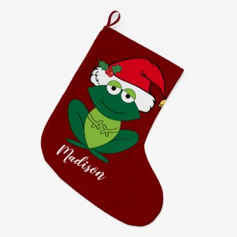 Cute Christmas Frog Large Christmas Stocking | Zazzle