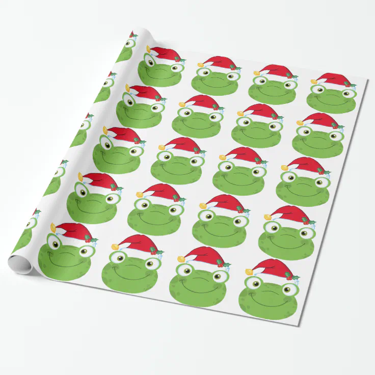 Cute Christmas Frog Wrapping Paper | Zazzle