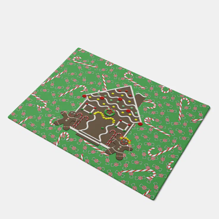 Cute Christmas Gingerbread House Door Mat | Zazzle