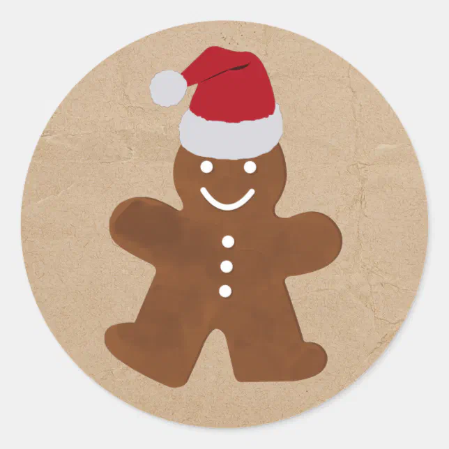 Cute Christmas Gingerbread Man Cookies Kraft Classic Round Sticker | Zazzle