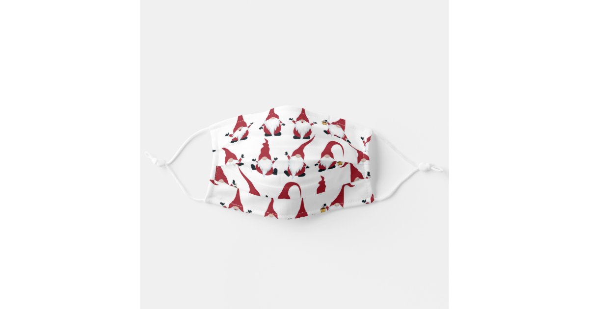 Cute Christmas Gnome Adult Cloth Face Mask | Zazzle