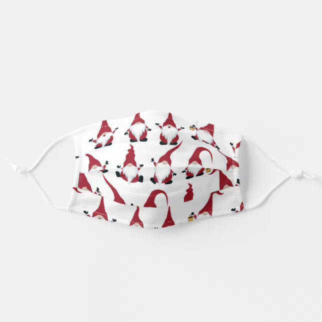 Cute Christmas Gnome Adult Cloth Face Mask | Zazzle