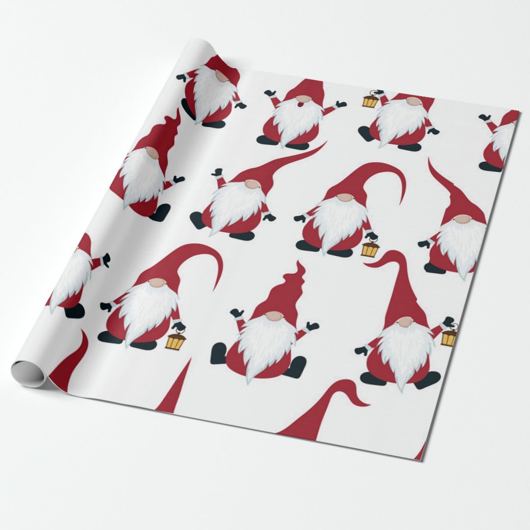 Cute Christmas Gnome Pattern Wrapping Paper | Zazzle