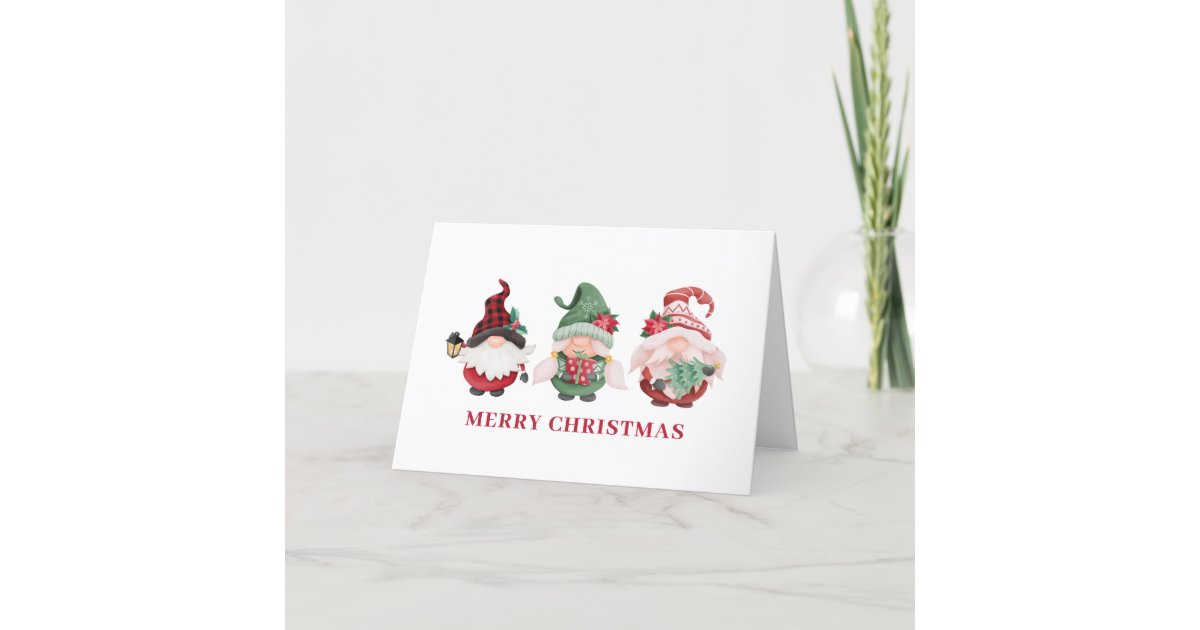Cute Christmas Gnomes Holiday Card | Zazzle