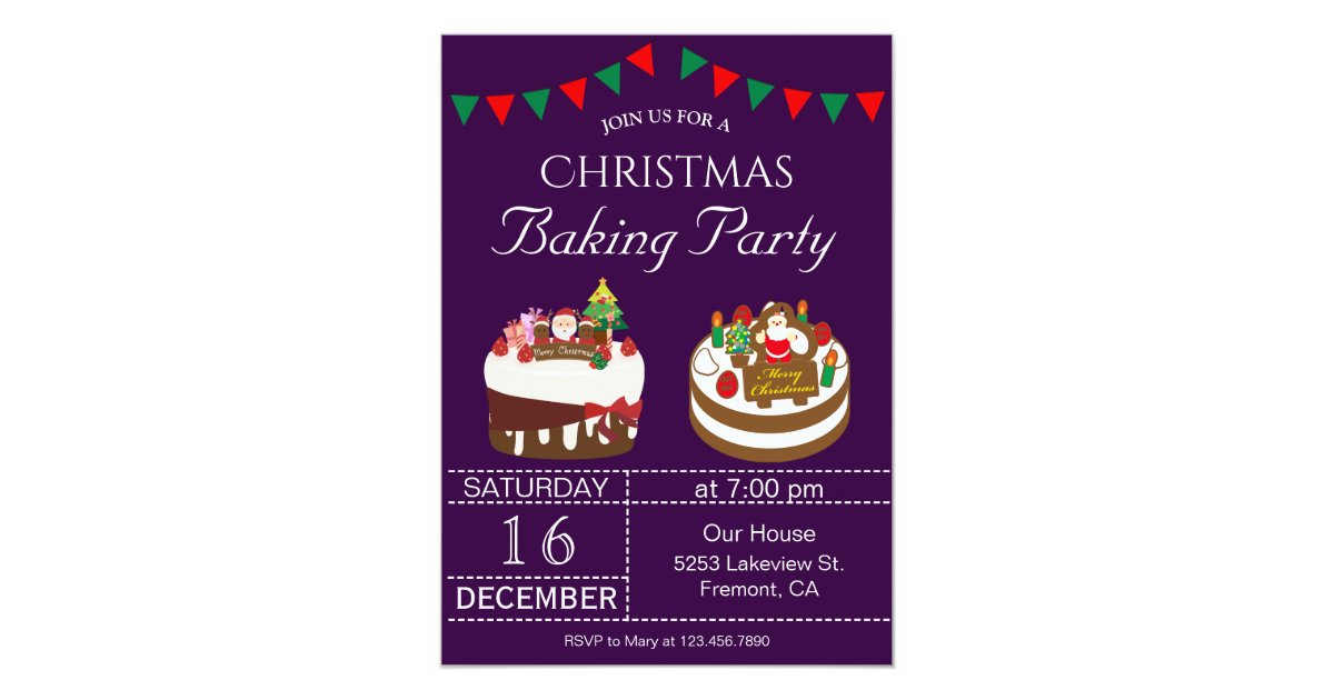 Cute Christmas Holiday Baking Party Invitation | Zazzle.com