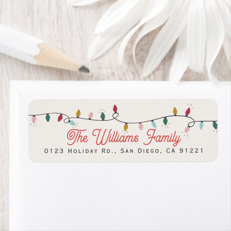 Cute Christmas Holiday Lights Address Label | Zazzle