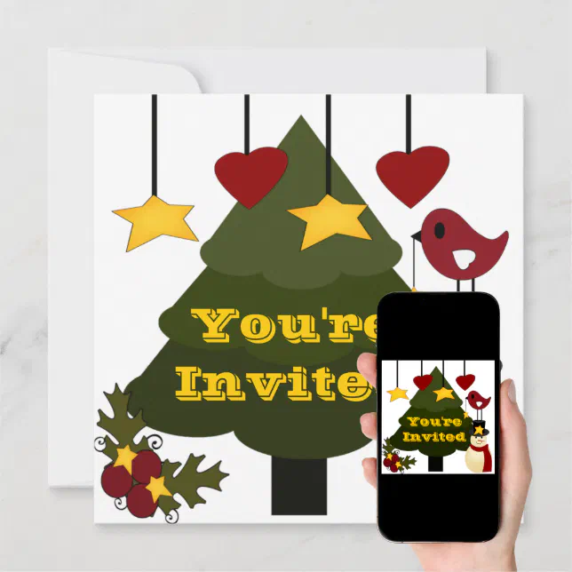Cute Christmas Holiday Party Invitation Template | Zazzle