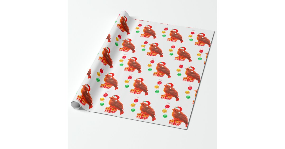 Cute Christmas Little Bird Wrapping Paper | Zazzle