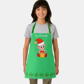 Cute Christmas little helper elf on green Apron | Zazzle