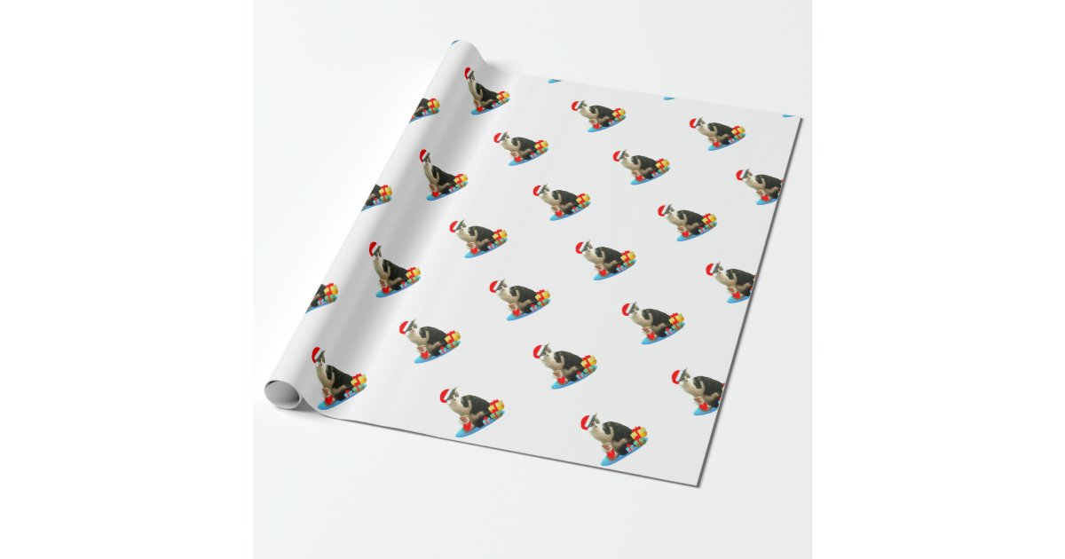 Cute Christmas Merlin Cat Wrapping Paper | Zazzle