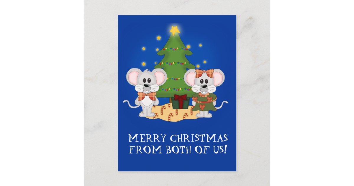 Cute Christmas Mice with Customizable Text Holiday Postcard | Zazzle