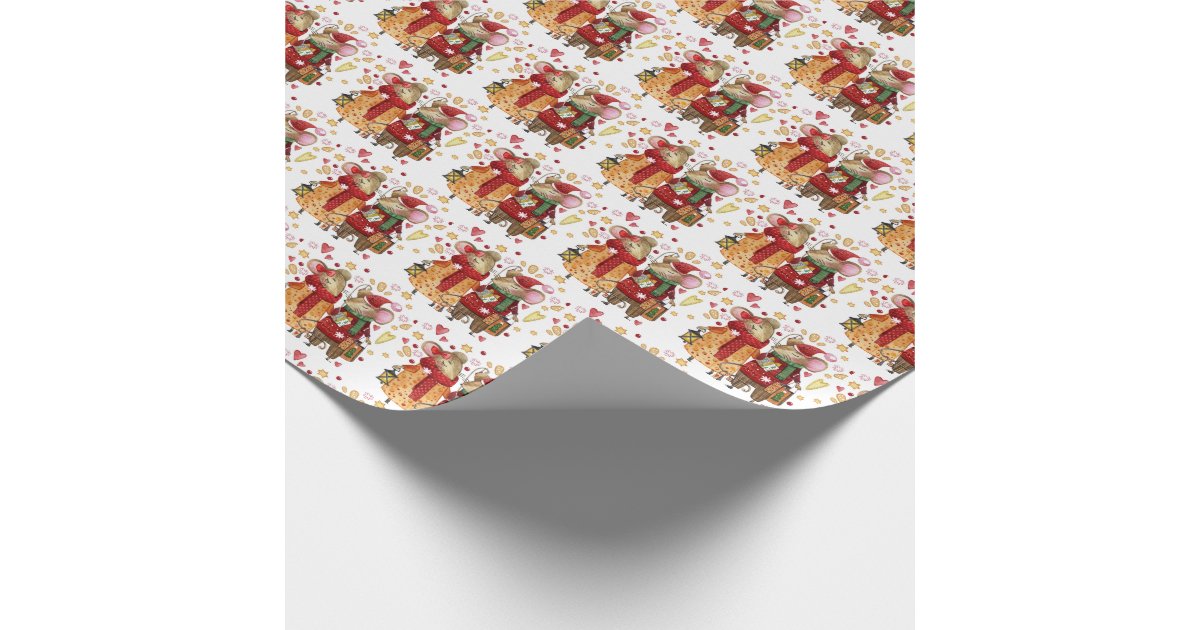 cute Christmas mice Wrapping Paper | Zazzle