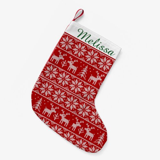 Cute Christmas Pattern Monogram Small Christmas Stocking | Zazzle