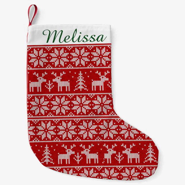 Cute Christmas Pattern Monogram Small Christmas Stocking | Zazzle