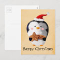 Cute Christmas Penguin Holiday Postcard | Zazzle
