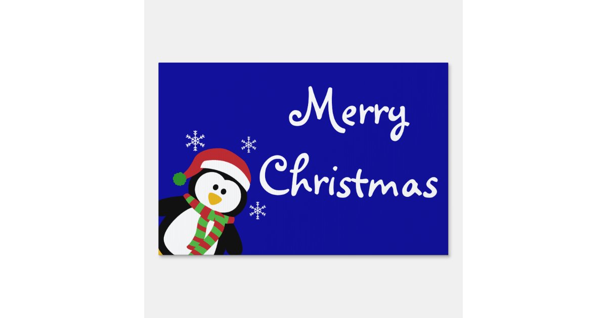 Cute Christmas Penguin Merry Christmas Yard Sign | Zazzle