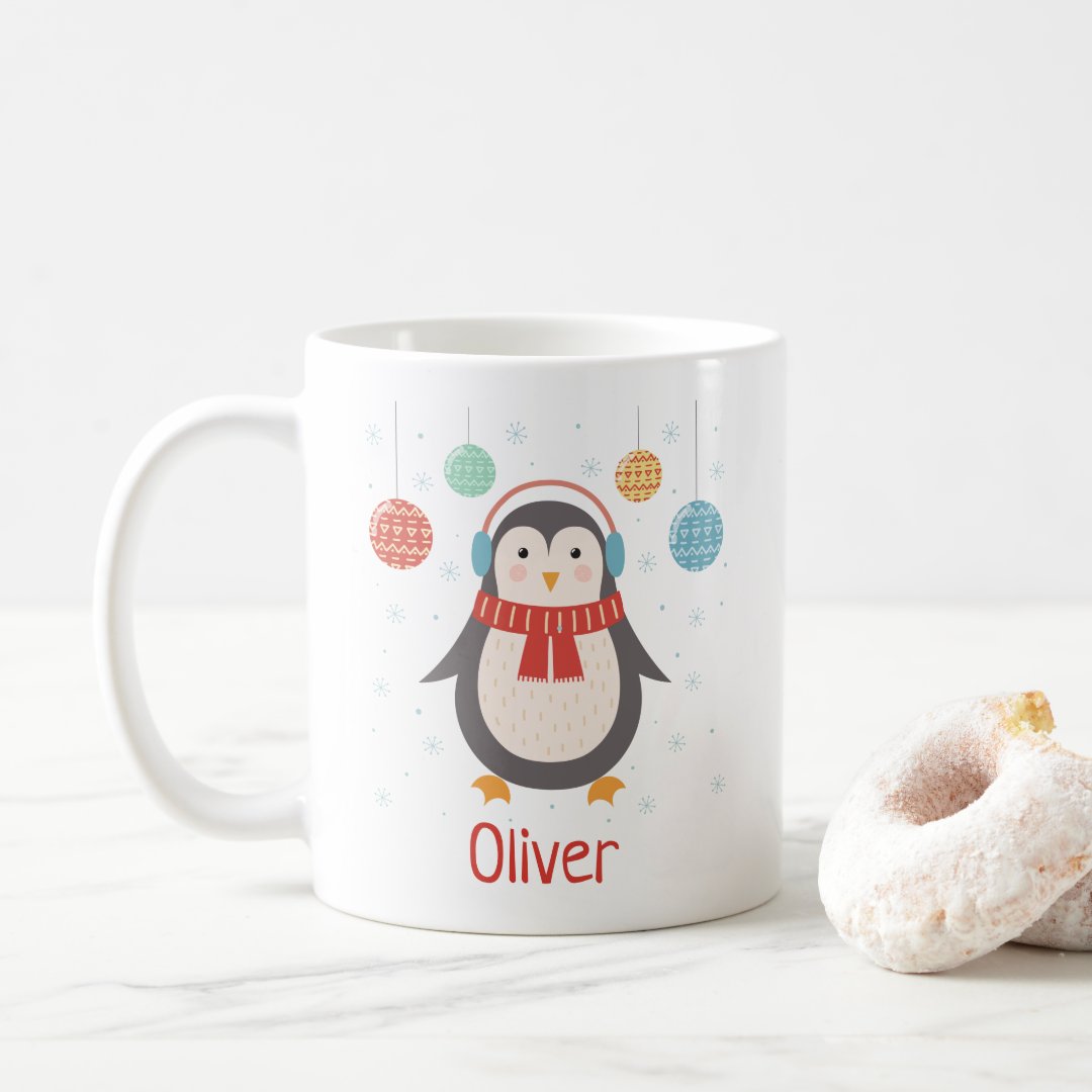 Cute Christmas Penguin Personalized Christmas Mug | Zazzle