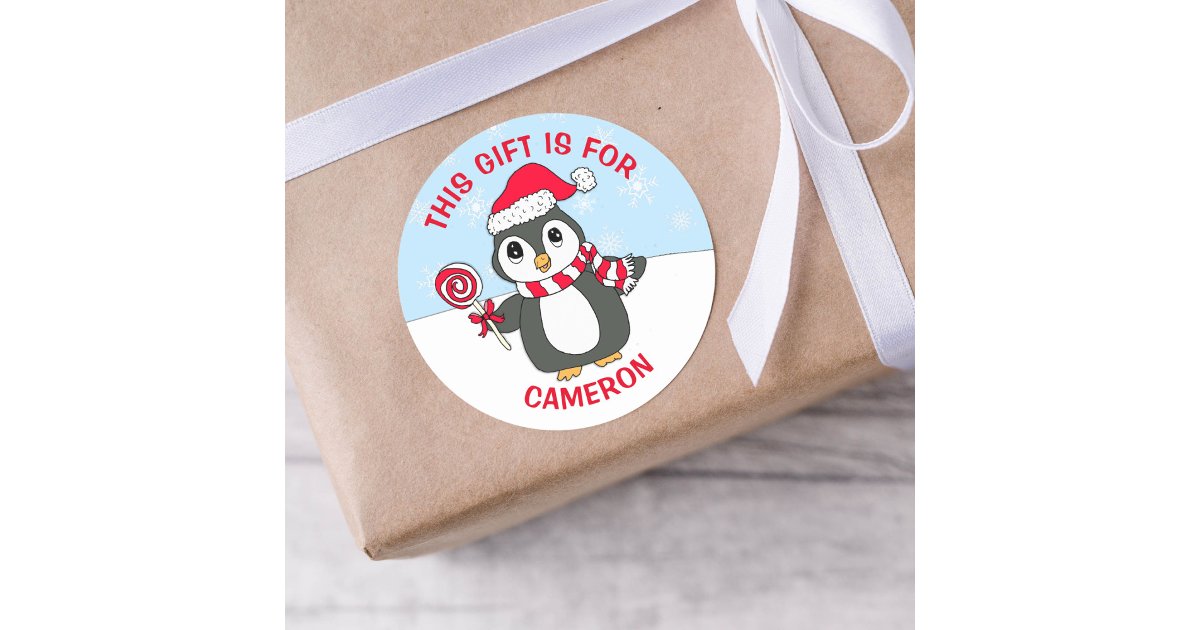 Cute Christmas Penguin Personalized Gift Tag | Zazzle