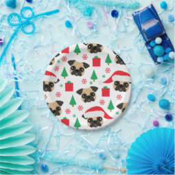 Cute Christmas Pug Paper Plates | Zazzle