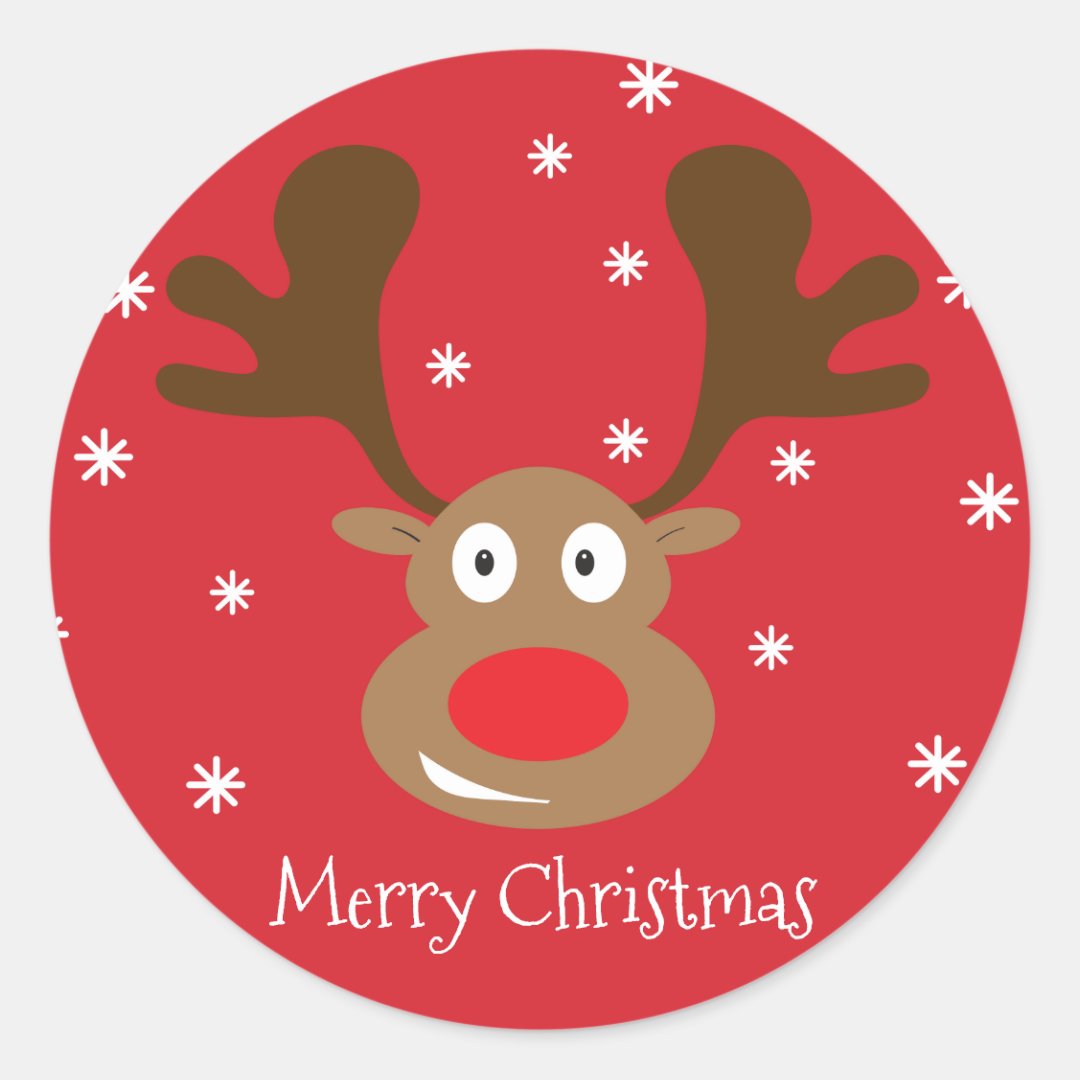 Cute Christmas Reindeer Sticker | Zazzle