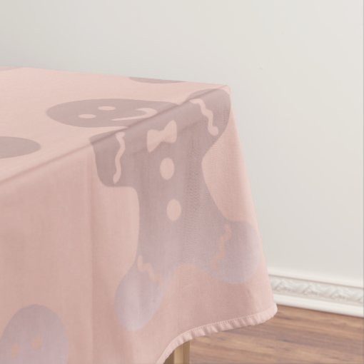 Cute Christmas Rose Gold Gingerbread Man Pattern Tablecloth | Zazzle