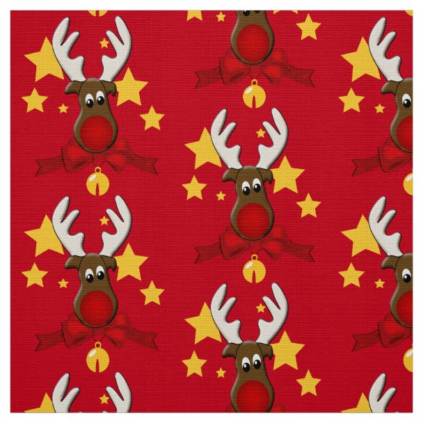 Reindeer Christmas Oh Deer Seamless Pattern Fabric | Zazzle