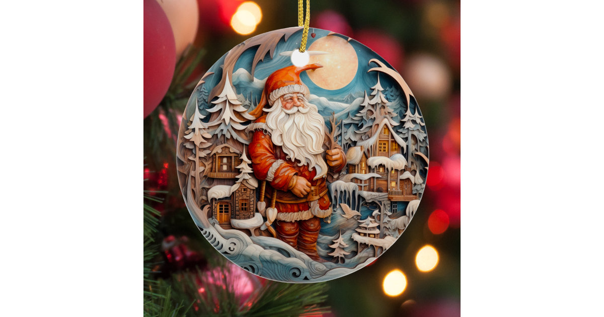 Cute Christmas Santa Claus Personalized Ceramic Ornament | Zazzle