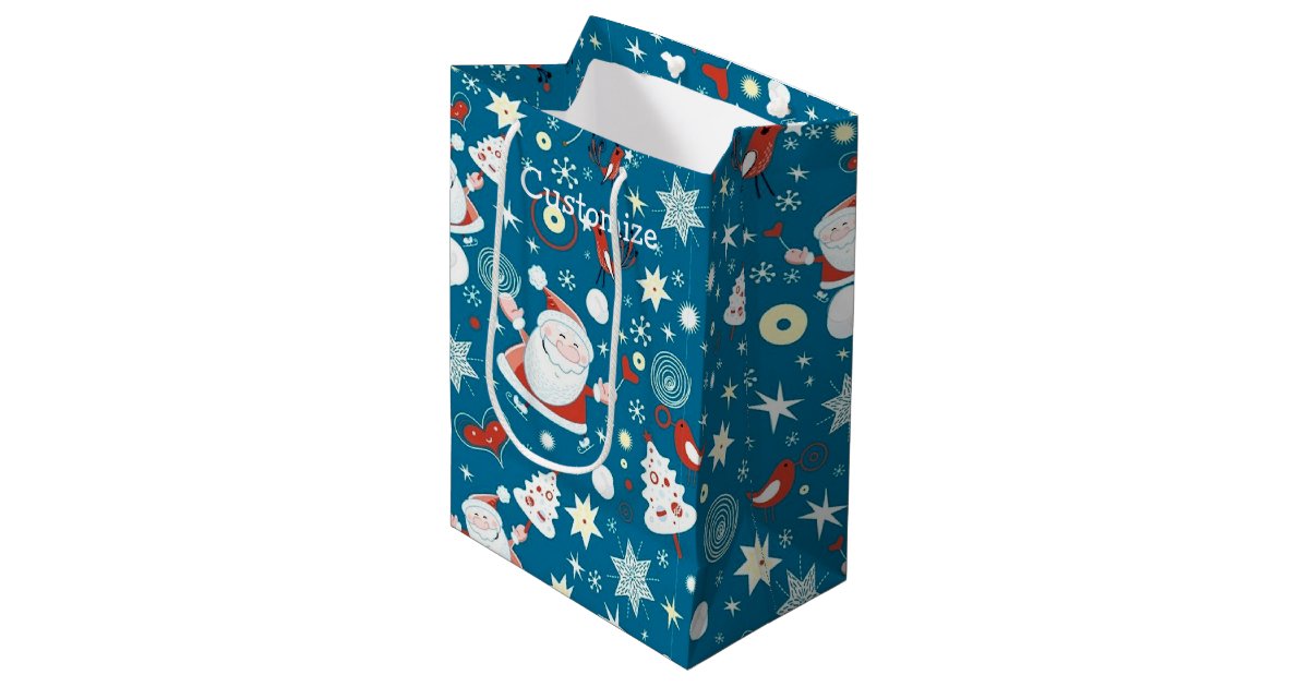 Cute Christmas Santa Pattern Medium Gift Bag | Zazzle