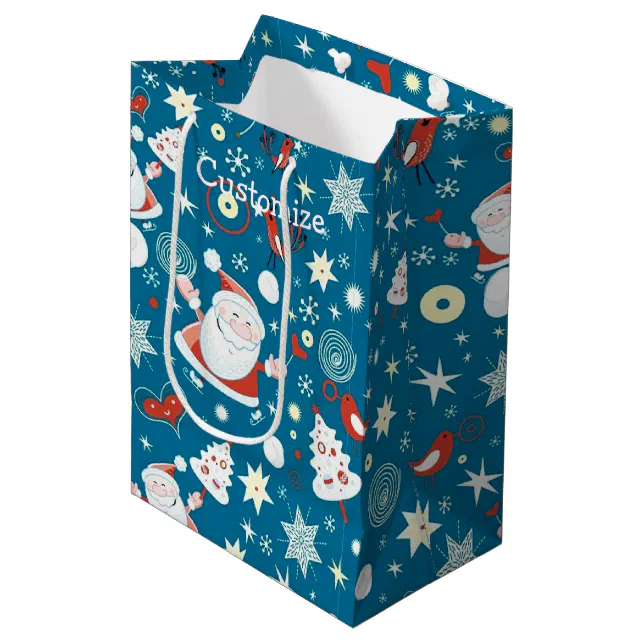 Cute Christmas Santa Pattern Medium Gift Bag | Zazzle
