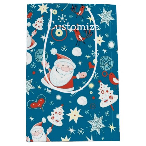 Cute Christmas Santa Pattern Medium Gift Bag | Zazzle