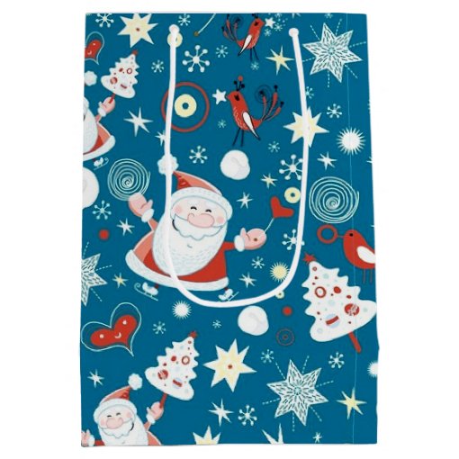 Cute Christmas Santa Pattern Medium Gift Bag | Zazzle