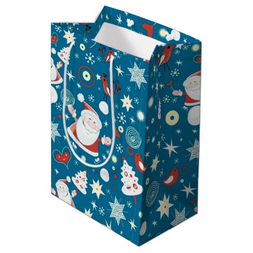 Cute Christmas Santa Pattern Medium Gift Bag | Zazzle