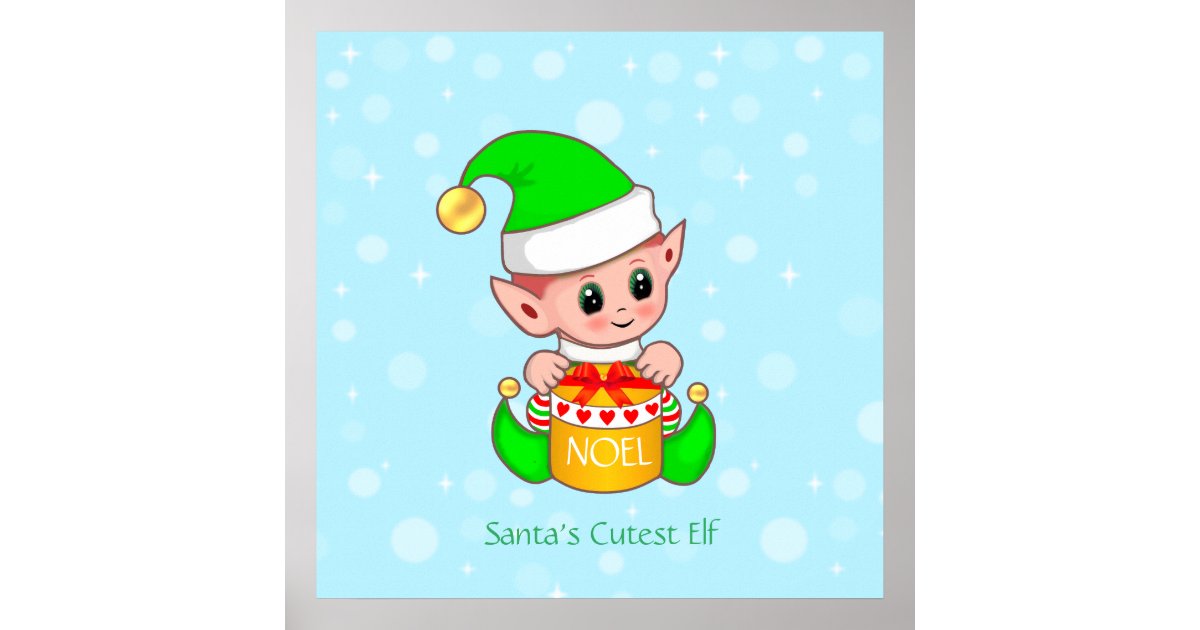 Cute Christmas Santa's little helper Poster | Zazzle