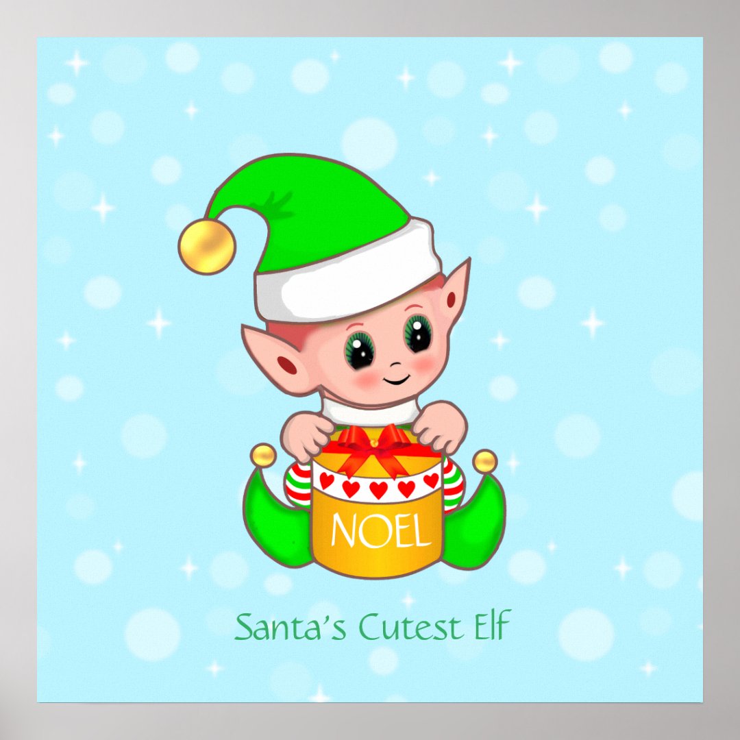 Cute Christmas Santa's little helper Poster | Zazzle
