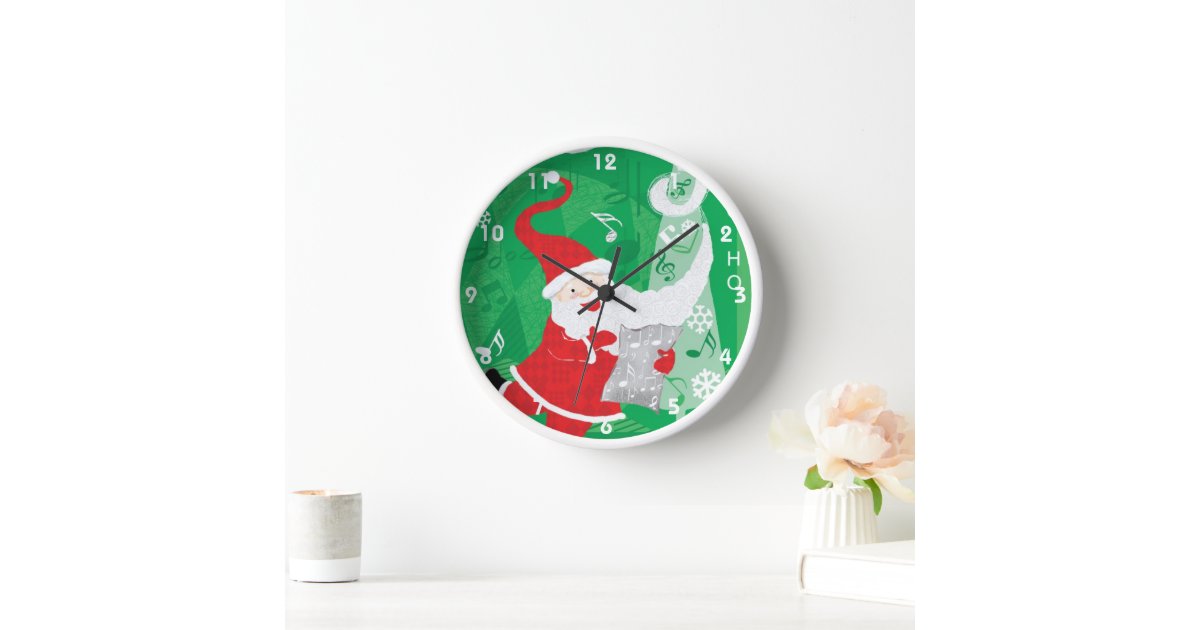 Cute Christmas, Singing and Dancing Santa Claus Clock | Zazzle
