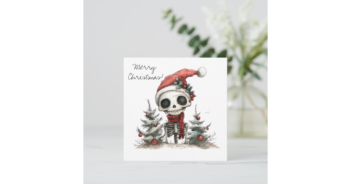 Cute Christmas Skeleton with Christmas Trees | Zazzle