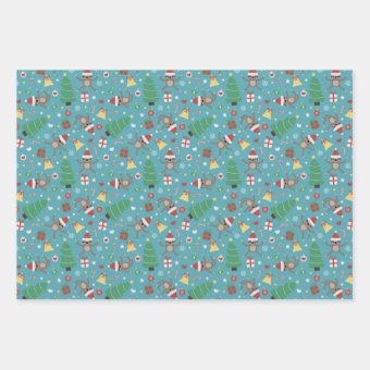Cute Christmas Sloths Holiday Pattern Wrapping Paper Sheets | Zazzle