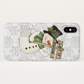 Cute Christmas snow snowman phone case ten | Zazzle